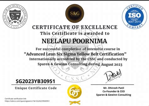 Poornima Reddy Neelapu On Linkedin Lss Yellowbelt