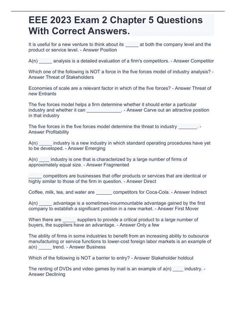 Eee 2023 Exam 2 Chapter 5 Questions With Correct Answers Eee Stuvia Us