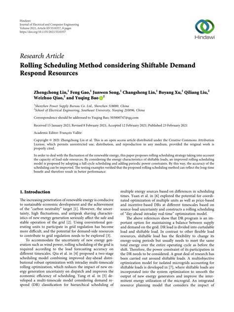 Pdf Rolling Scheduling Method Considering Shiftable Demand Respond