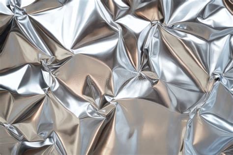 Crinkled Metallic Surface Captures Light Beautifully Showcasing Intricate Patterns And