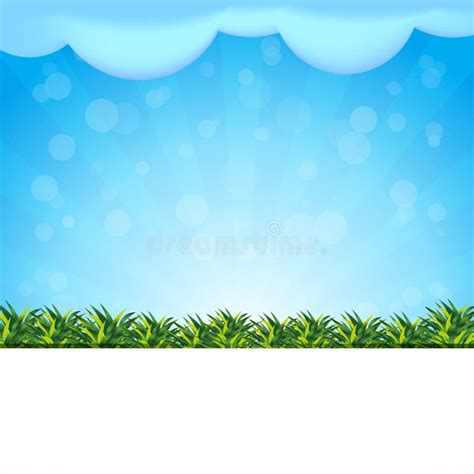 Blue Background With Grass Element Stock Vector Illustration Of Light