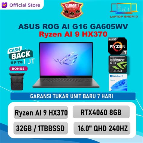 Promo Asus Rog Zephyrus Ai G Oled Ga Wv Ryzen Ai Hx Rtx Gb Gb Tb W Ohs
