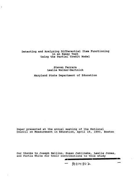 Pdf Detecting And Analyzing Differential Item Functioning In An Essay