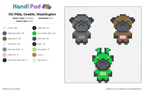 Og Pibb Geeble Washington Fuse Bead Pattern Kandi Pad Kandi
