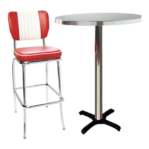 Classic Stainless Steel Red Stripe American Style 1950s Retro Diner Bar