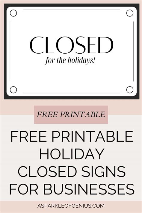 Free Printable Holiday Closed Signs Fanny Printable
