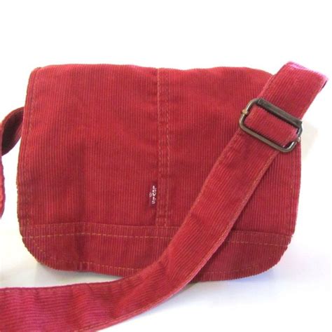 Levis Womens Mini Flap Crossbody Shoulder Bag Red Corduroy Red