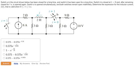 solved switch a in the circuit shown below has been closed