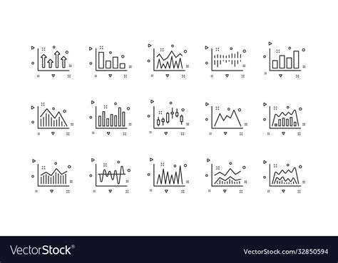 Charts And Graphs Line Icons Candlestick Graph Vector Image