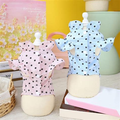 Badu Bg Жилетка Летни дрехи Тениска за домашни любимци Стойка Яка Ръкав с волани Привличащ