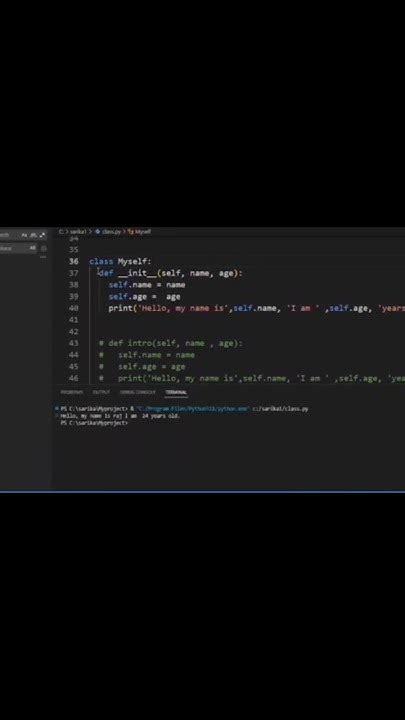 Init Method And Self In Pythoninitpythontutorial Programming Learninshorts Shorts