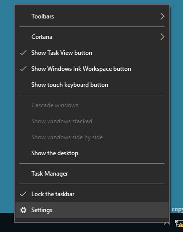 Customize Taskbar Settings On Windows 10