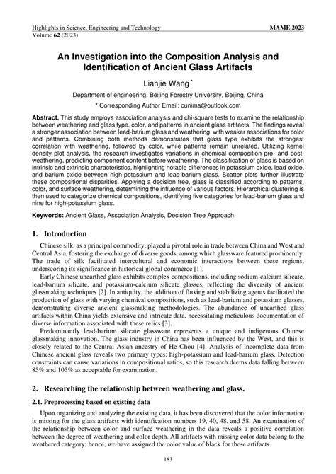 Pdf An Investigation Into The Composition Analysis And Identification Of Ancient Glass Artifacts