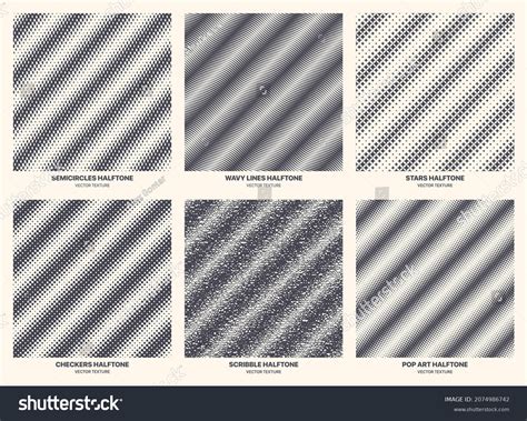 Different Variations Halftone Texture Set Vector Stock Vector Royalty