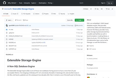 マイクロソフト、nosqlデータベース「extensible Storage Engine」をオープンソースで公開。25年以上