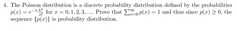Solved The Poisson Distribution Is A Discrete Probability Chegg