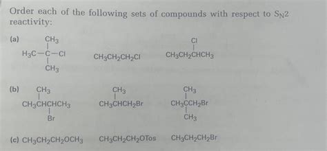 Solved Order Each Of The Following Sets Of Compounds With Chegg Com