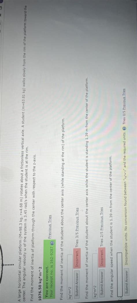 Solved A Large Horizontal Circular Platform M Chegg