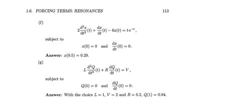 Solved 16 Forcing Terms Resonances 113 Dr T Dt2 T