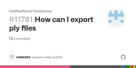 how can i export ply files · issue 11781 · intelrealsense librealsense · github