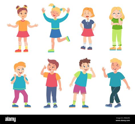 Teen Cartoon Boys And Girls Vector Illustrations Set Stock Vector Image