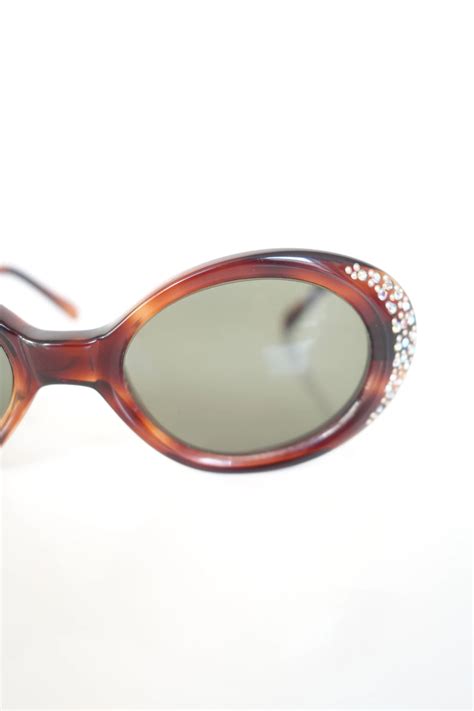 Rhinestone Jackie O Sunglasses Polarized Vintage 1950s Sunglasses Oval
