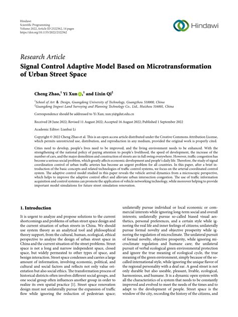 Pdf Signal Control Adaptive Model Based On Microtransformation Of Urban Street Space