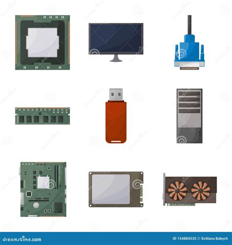 Isolated Object Of Computer And Hardware Icon Collection Of Computer And Component Vector Icon