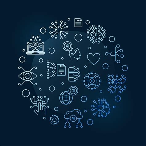 Premium Vector Artificial Neural Networks Concept Line Round Blue Banner Vector Illustration