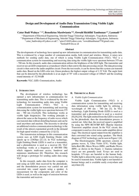 Pdf Design And Development Of Audio Data Transmission Using Visible