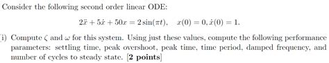 Solved Consider The Following Second Order Linear