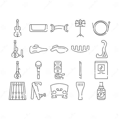 Violin String Musical Instrument Icons Set Vector Stock Illustration Illustration Of Symbol