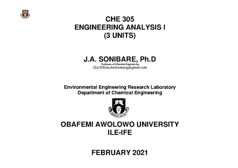 Che 305 Engineering Analysis I Matrices And Complex Variables Notes
