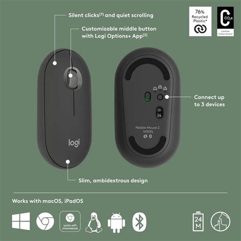 Buy Logitech Pebble Mouse 2 Wireless Optical Mouse With Silent Click Buttons 1000 Dpi Ultra