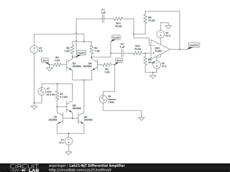 Lab21 BJT Differential Amplifier CircuitLab