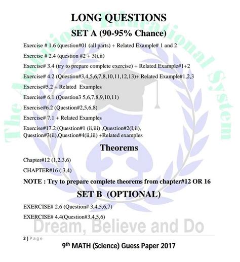 Another Guess Paper Of 9th Class Mathematics From Someone Another Guess Paper Of 9th Class Mathematics From Someone