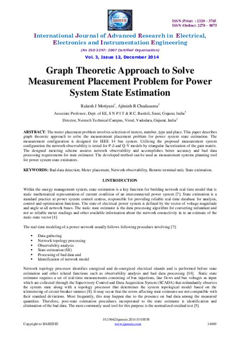 Pdf Graph Theoretic Approach To Solve Measurement Placement Problem For Power System State