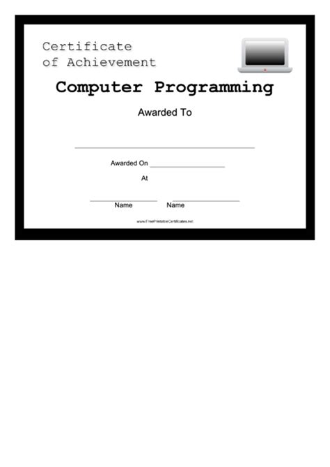 Computer Programming Certificate Printable Pdf Download