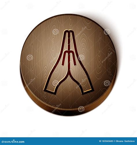 Brown Line Hands In Praying Position Icon Isolated On White Background