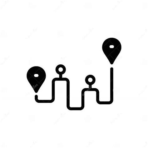 Black Solid Icon For Routing Pathway And Tracking Stock Vector