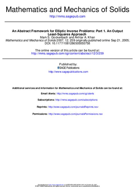 Pdf Least Squares Approach An Abstract Framework For Elliptic Inverse