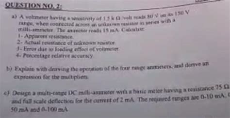 Solved A Salve The Following System Of Linear Equations