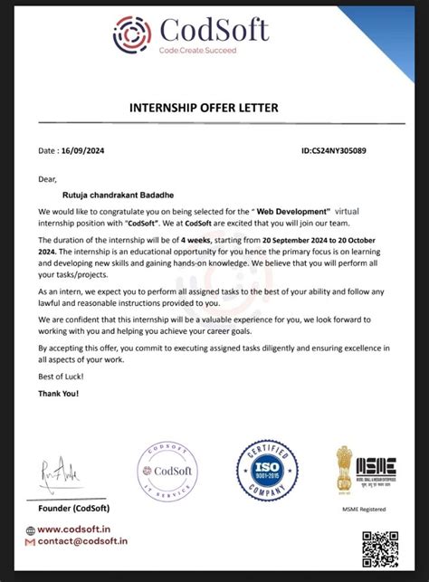 Rutuja Badadhe On Linkedin Webdevelopment Internship Learningjourney Codsoft Newopportunities