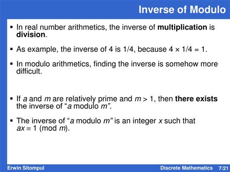 Modular Inverse Of Modulo Calculer Une Inverse Modulaire Ydfqn