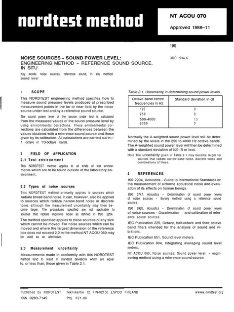 Nt Acou 070 Noise Sources Sound Power Level Engineering Method