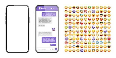 Premium Vector Smartphone Messaging App User Interface Design With Emoji Sms Text Frame Chat