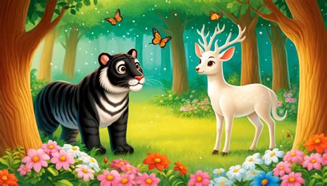 La Fábula de El tigre negro y el venado blanco adaptada para niños