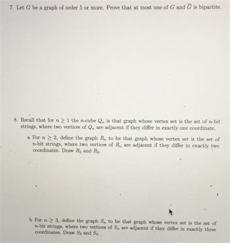 Solved Let G Be A Graph Of Order Or More Prove That At Chegg