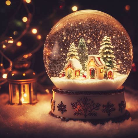 Download Ai Generated Snow Globe Village Royalty Free Stock