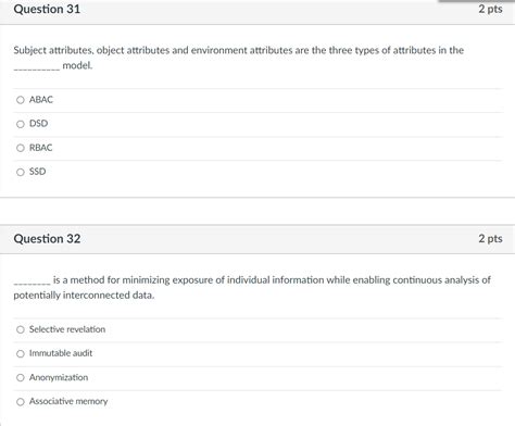 Solved Question 31 2 Pts Subject Attributes Object